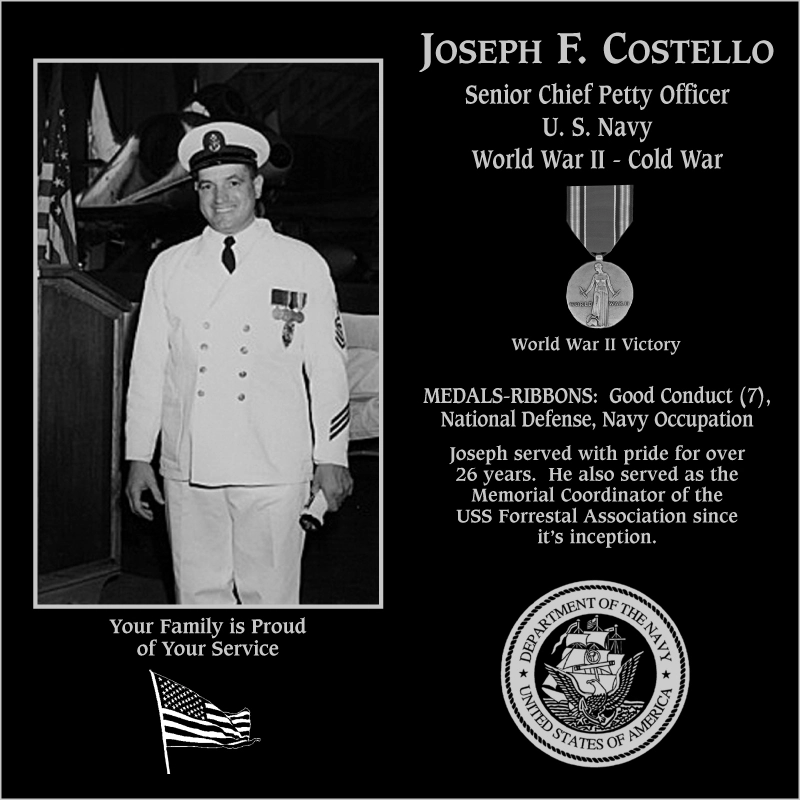 Senior Chief Petty Officer Joseph F. Costello | Mt. Soledad Virtual Plaque