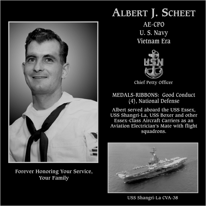 Chief Petty Officer Albert J. Scheet | Mt. Soledad Virtual Plaque