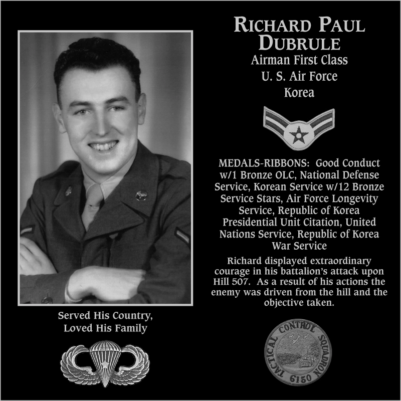 Airman First Class Richard Paul Dubrule | Mt. Soledad Virtual Plaque