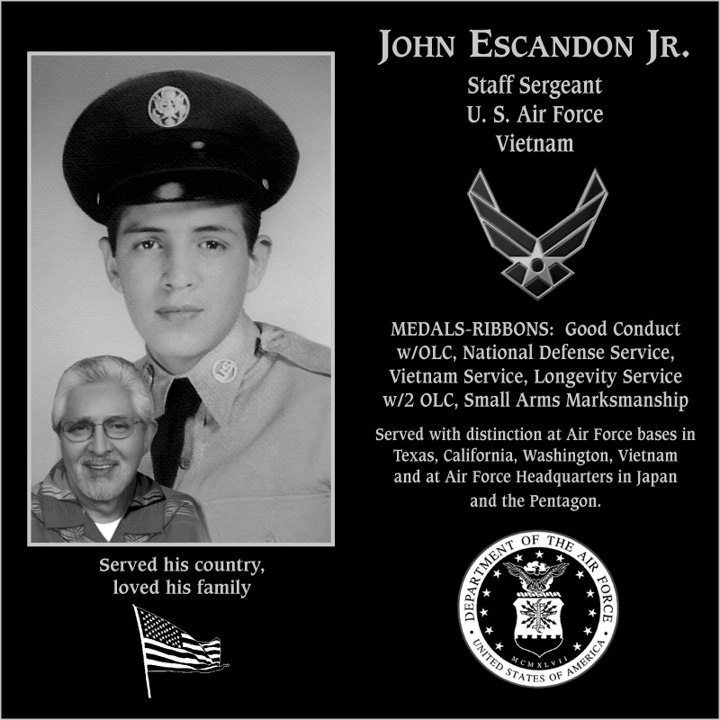 Staff Sergeant John Escandon Jr. | Mt. Soledad Virtual Plaque