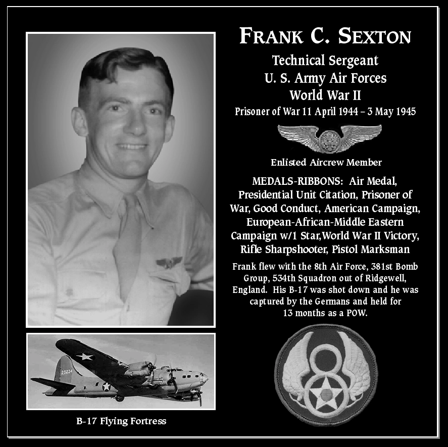 Technical Sergeant Frank C Sexton | Mt. Soledad Virtual Plaque
