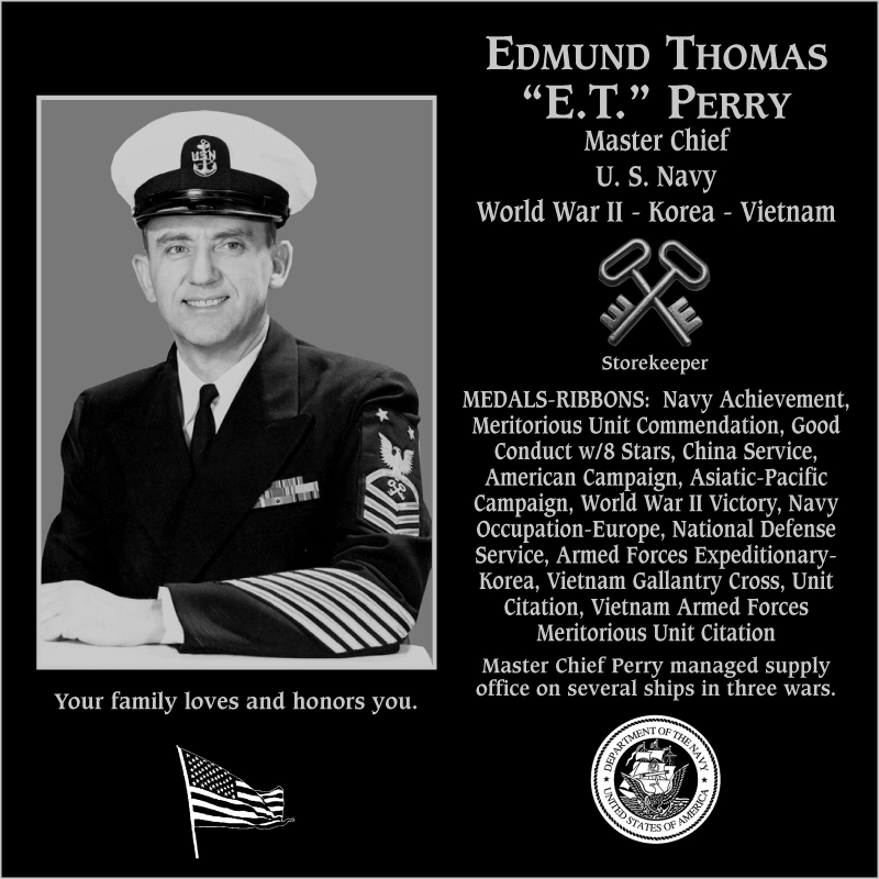Master Chief Petty Officer Edmund Thomas Perry | Mt. Soledad Virtual Plaque