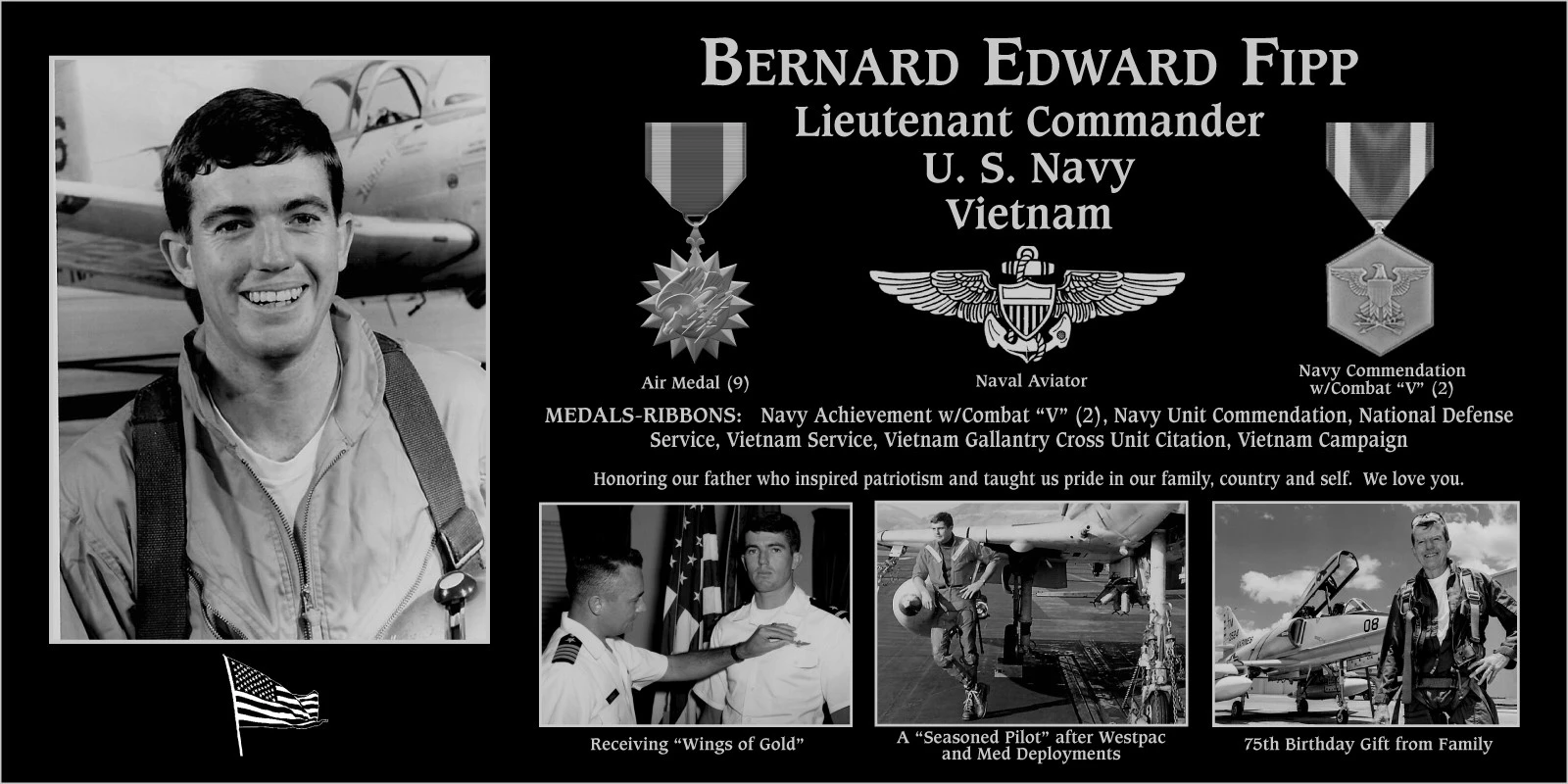 Lieutenant Commander Bernard Edward Fipp | Mt. Soledad Virtual Plaque