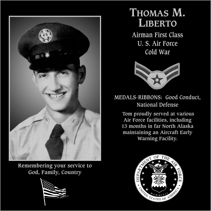 Airman First Class Thomas M. Liberto | Mt. Soledad Virtual Plaque