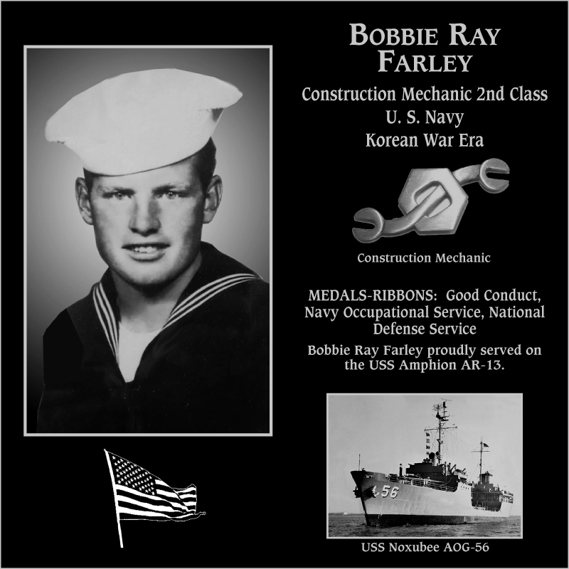 Petty Officer Second Class Bobbie Ray Farley | Mt. Soledad Virtual Plaque