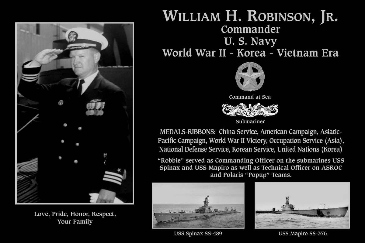 Commander William H. Robinson jr | Mt. Soledad Virtual Plaque