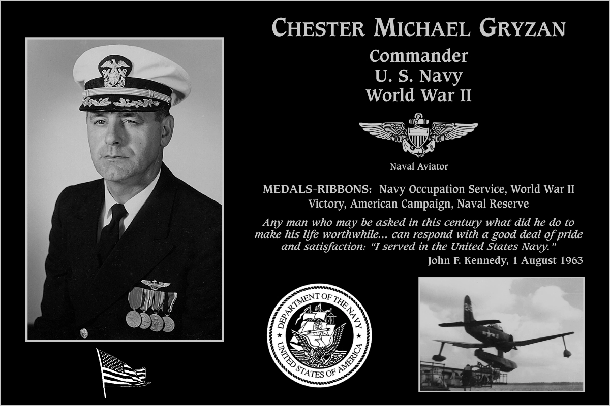 Commander Chester Michael Gryzan | Mt. Soledad Virtual Plaque