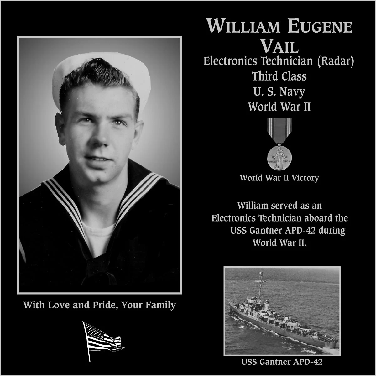 Petty Officer Third Class William Eugene Vail | Mt. Soledad Virtual Plaque
