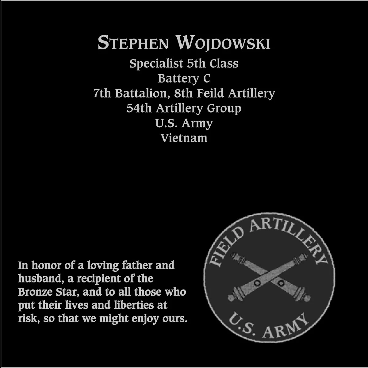 Specialist Stephen Wojdowski | Mt. Soledad Virtual Plaque