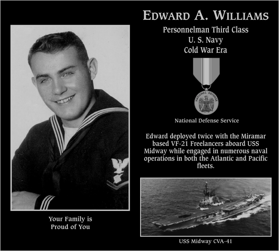 Petty Officer Third Class Edward A. Williams | Mt. Soledad Virtual Plaque