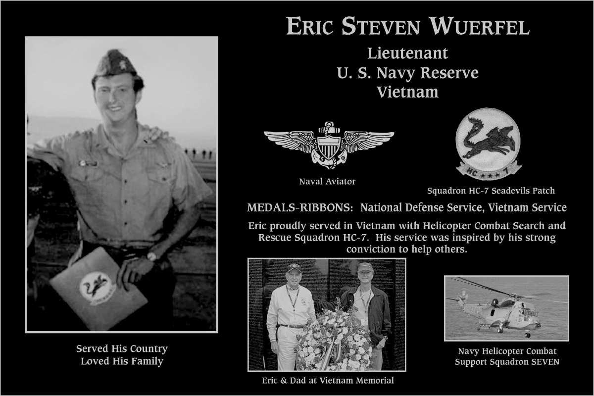 Lieutenant Eric Steven Wuerfel | Mt. Soledad Virtual Plaque
