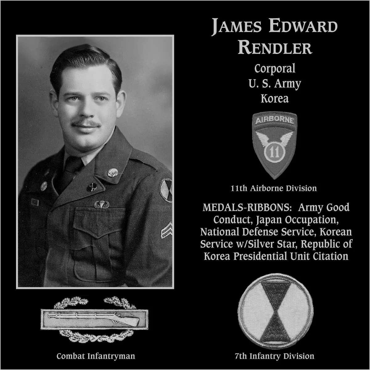 Corporal James Edward Rendler | Mt. Soledad Virtual Plaque