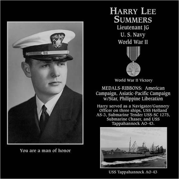 Lieutenant, Junior Grade Harry Lee Summers | Mt. Soledad Virtual Plaque