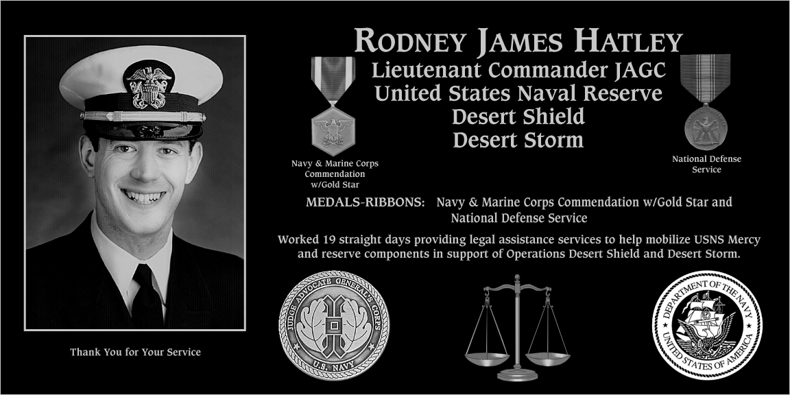 Lieutenant Commander Rodney James Hatley | Mt. Soledad Virtual Plaque