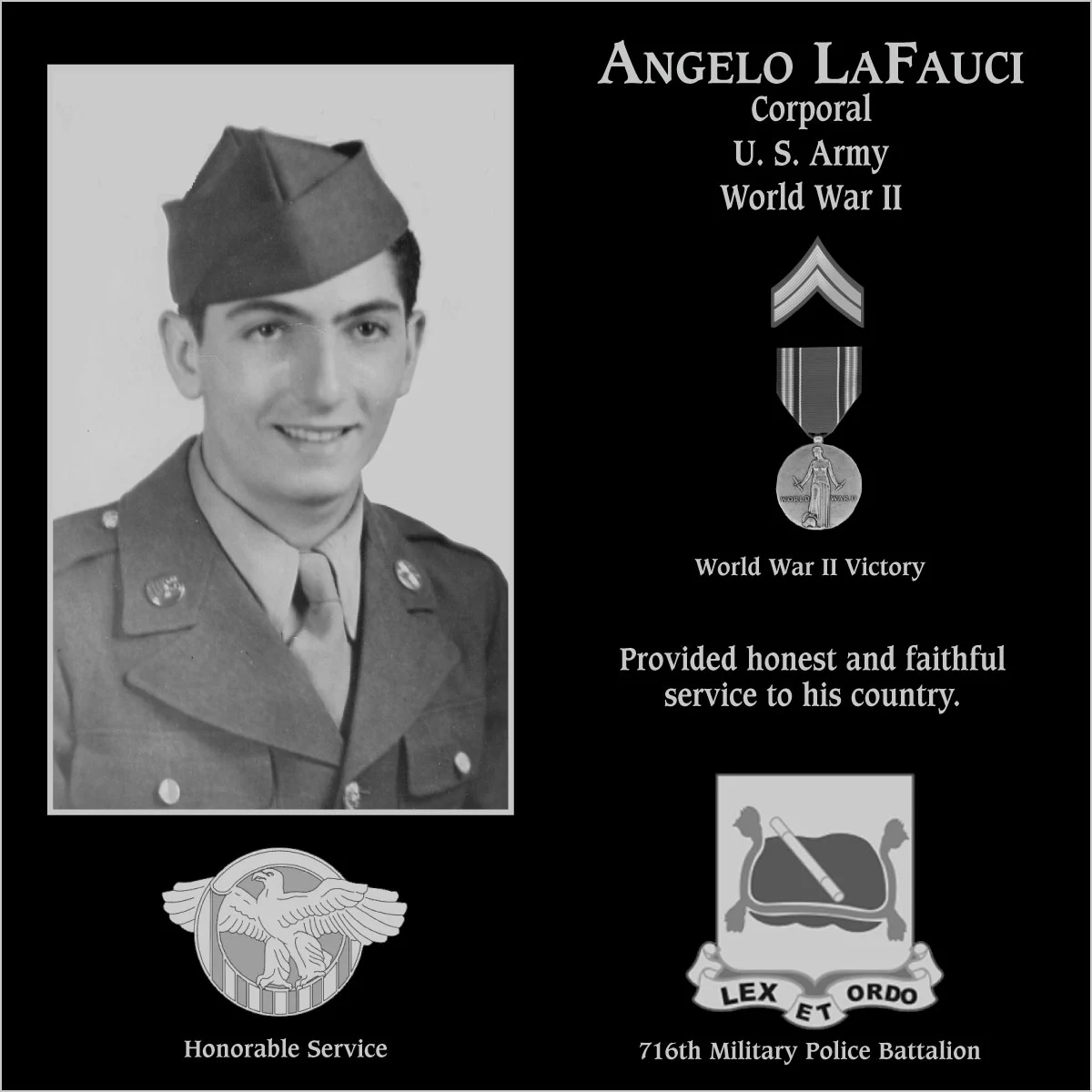 Corporal Angelo LaFauci | Mt. Soledad Virtual Plaque