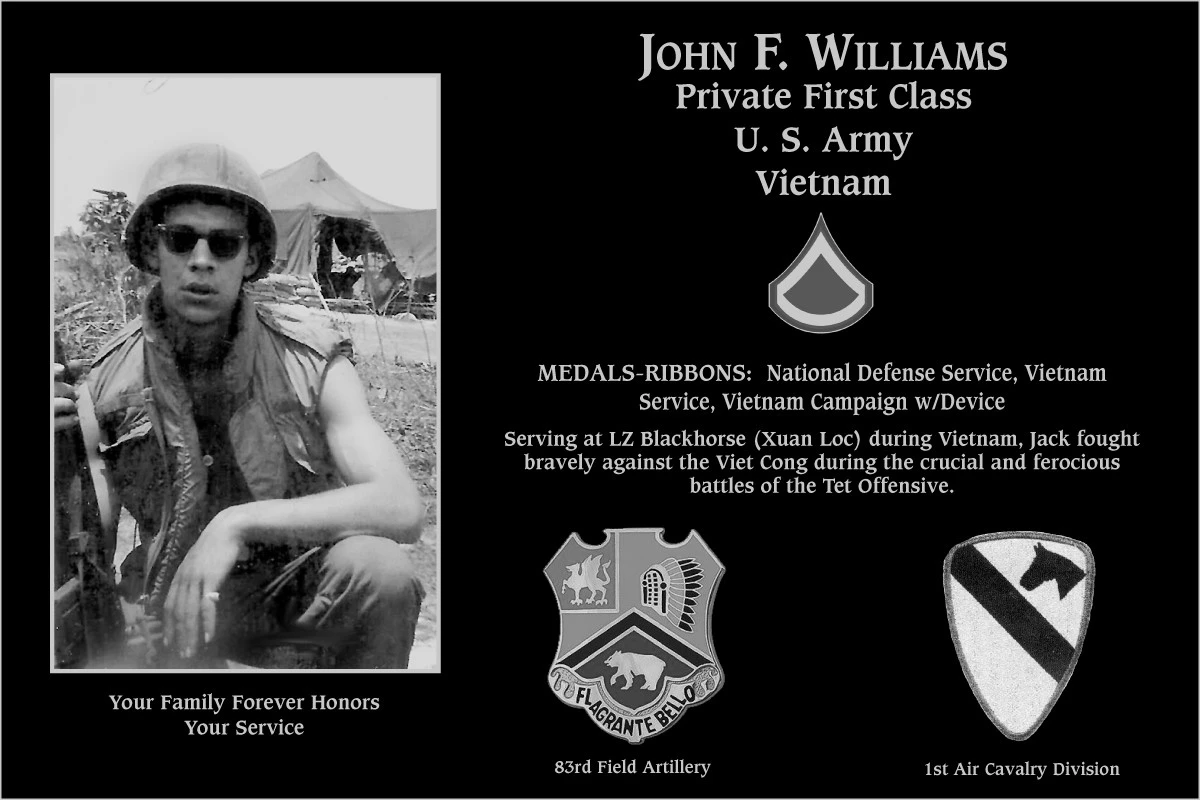 Private First Class John F. Williams | Mt. Soledad Virtual Plaque