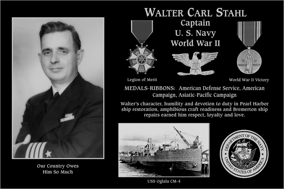 Captain Walter Carl Stahl | Mt. Soledad Virtual Plaque