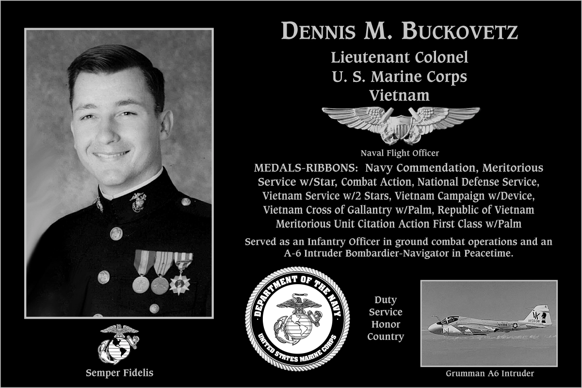 Lieutenant Colonel Dennis M. Buckovetz | Mt. Soledad Virtual Plaque