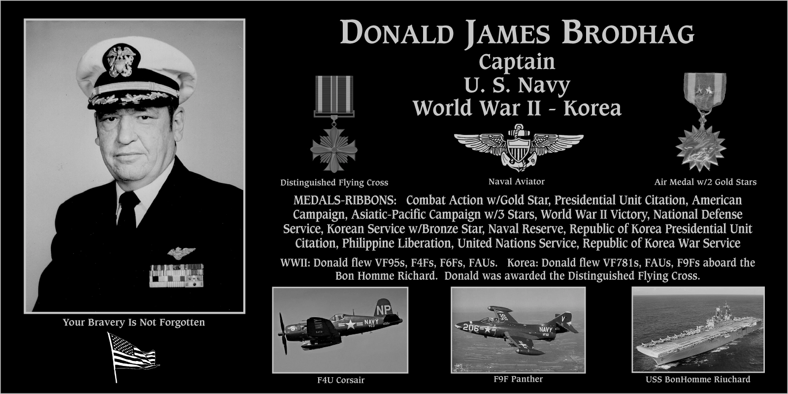 Captain Donald James Brodhag | Mt. Soledad Virtual Plaque