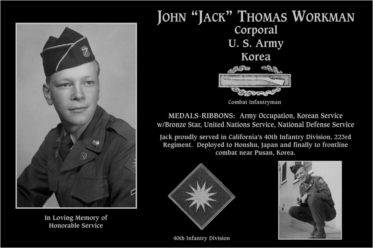 Corporal John Thomas Workman | Mt. Soledad Virtual Plaque