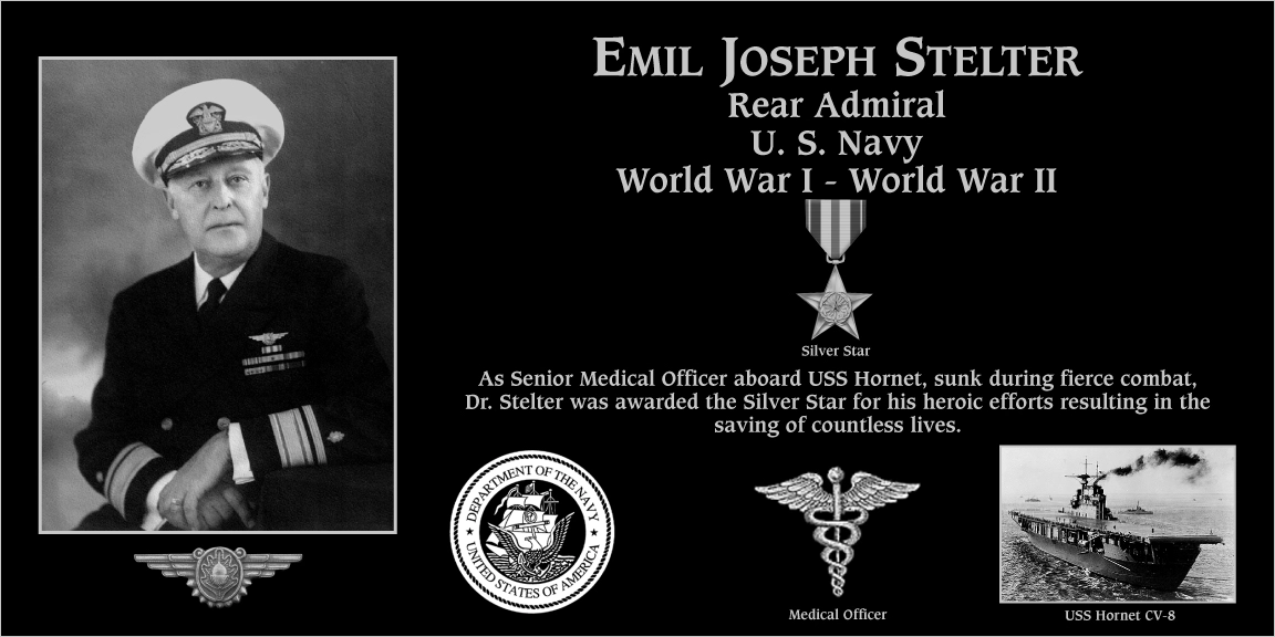 Rear Admiral Upper Half Emil Joseph Stelter | Mt. Soledad Virtual Plaque