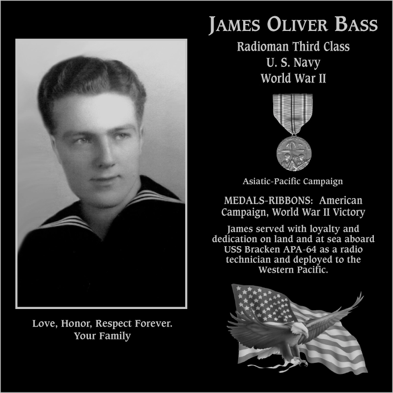 Petty Officer Third Class James Oliver Bass | Mt. Soledad Virtual Plaque