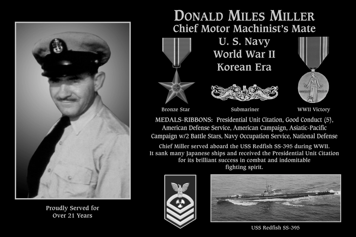 Chief Petty Officer Donald Miles Miller | Mt. Soledad Virtual Plaque
