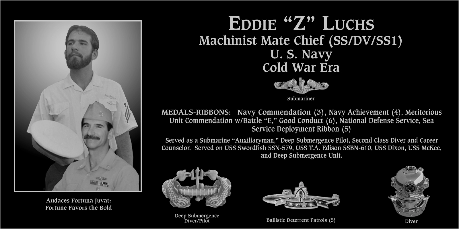 Chief Petty Officer Eddie Luchs | Mt. Soledad Virtual Plaque