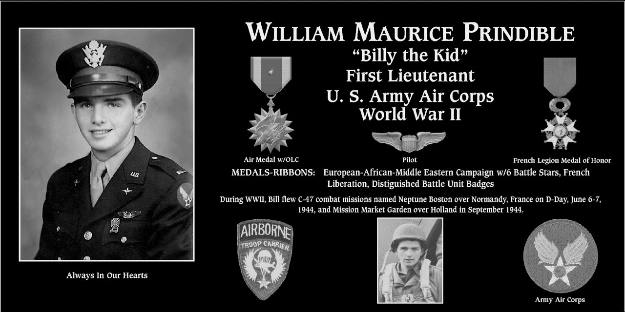 First Lieutenant William Maurice Prindible | Mt. Soledad Virtual Plaque