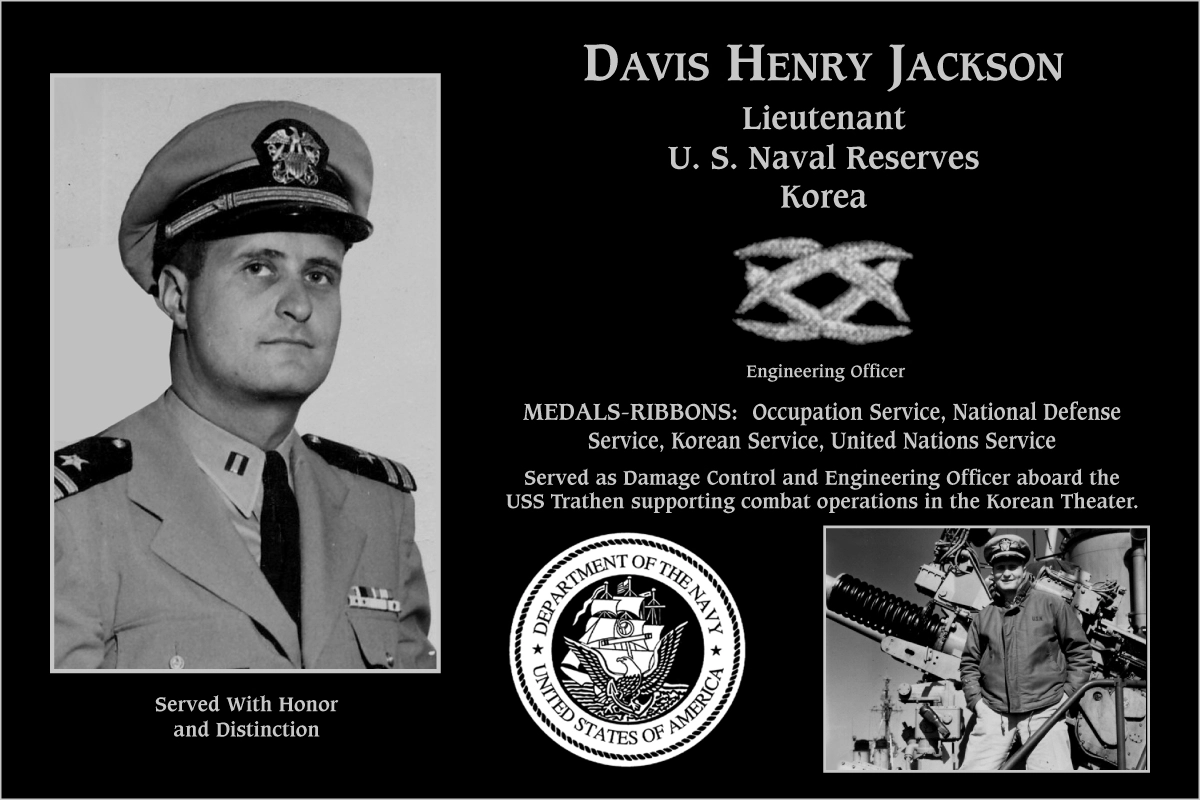 Lieutenant Davis Henry Jackson | Mt. Soledad Virtual Plaque