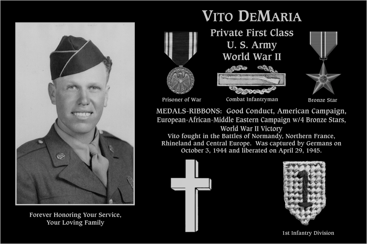 Private First Class Vito DeMaria | Mt. Soledad Virtual Plaque