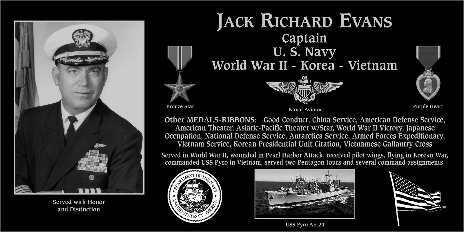 Captain Jack Richard Evans | Mt. Soledad Virtual Plaque