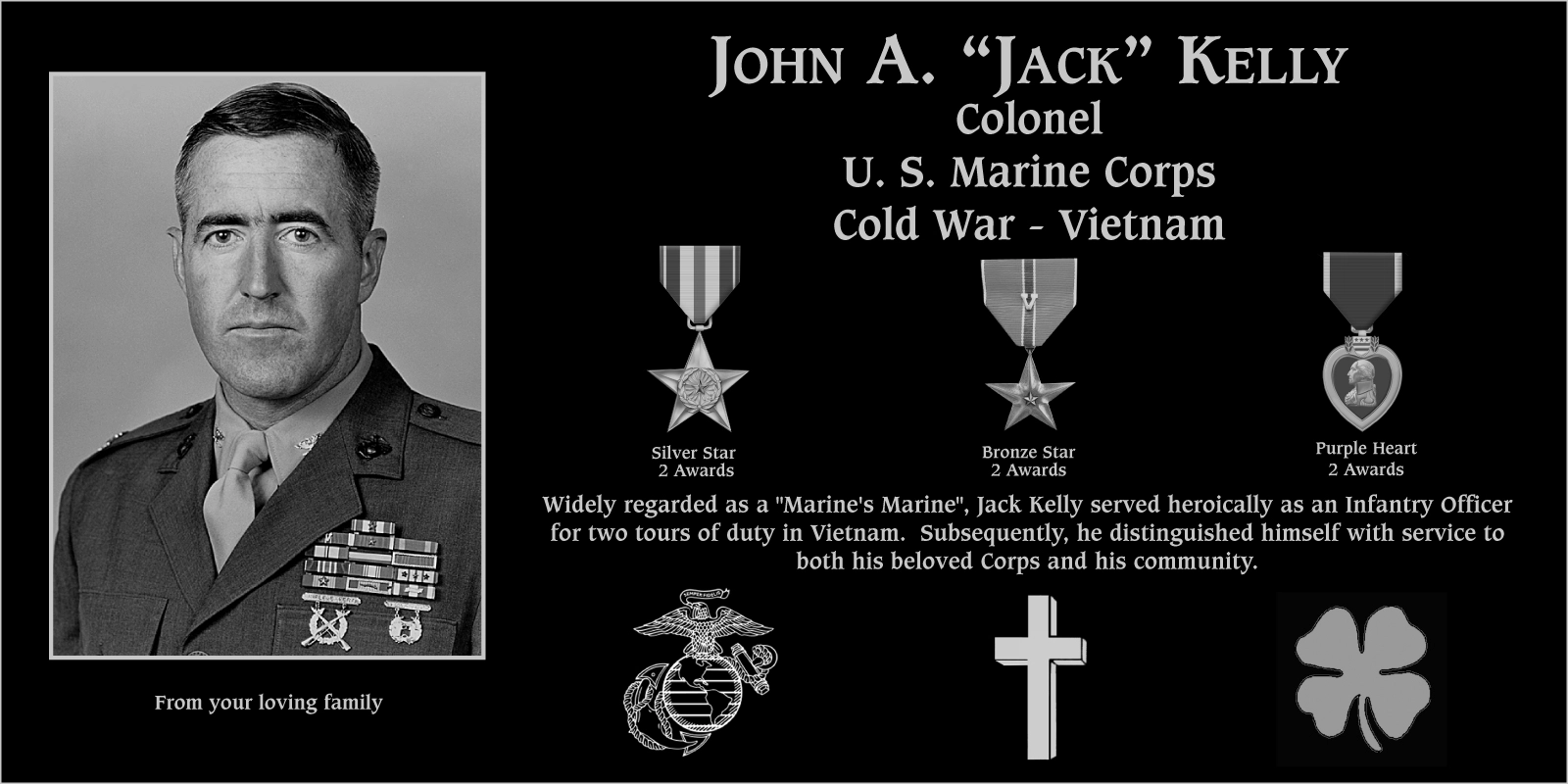 Colonel John A. Kelly | Mt. Soledad Virtual Plaque