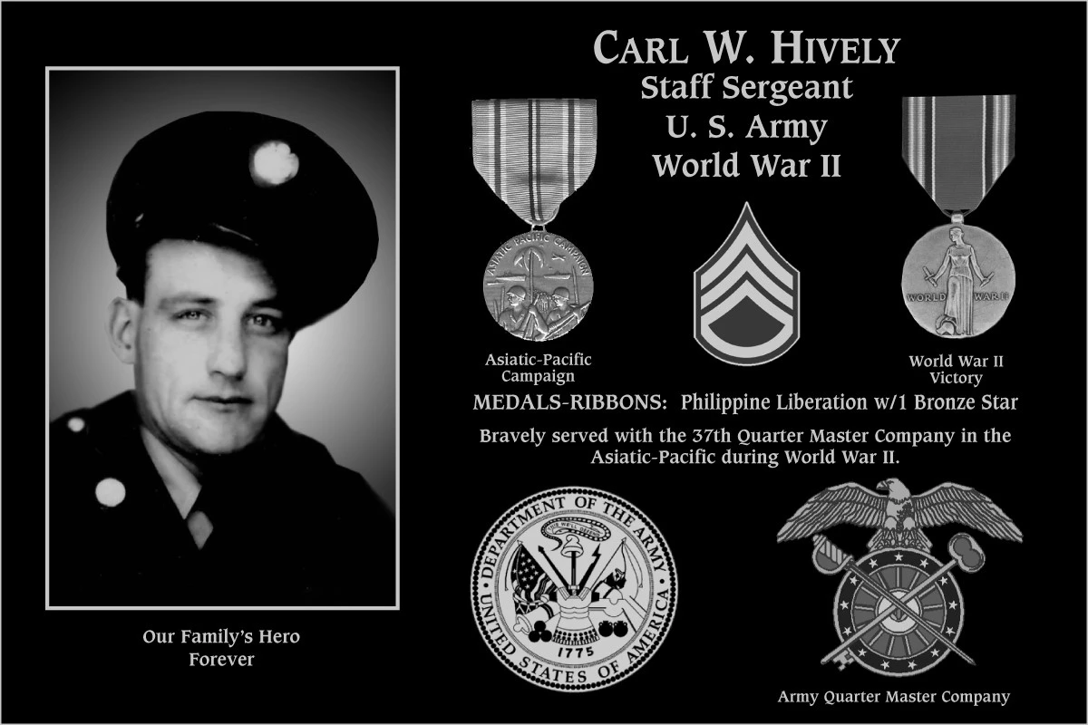 Staff Sergeant Carl W. Hively | Mt. Soledad Virtual Plaque