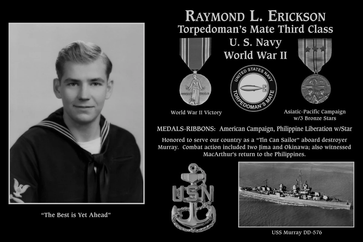 Petty Officer Third Class Raymond L. Erickson | Mt. Soledad Virtual Plaque