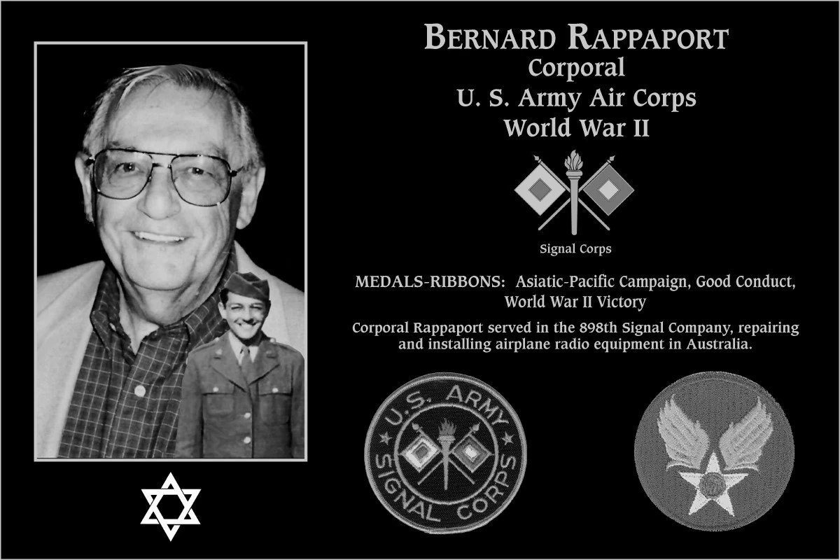 Corporal Bernard Rappaport | Mt. Soledad Virtual Plaque