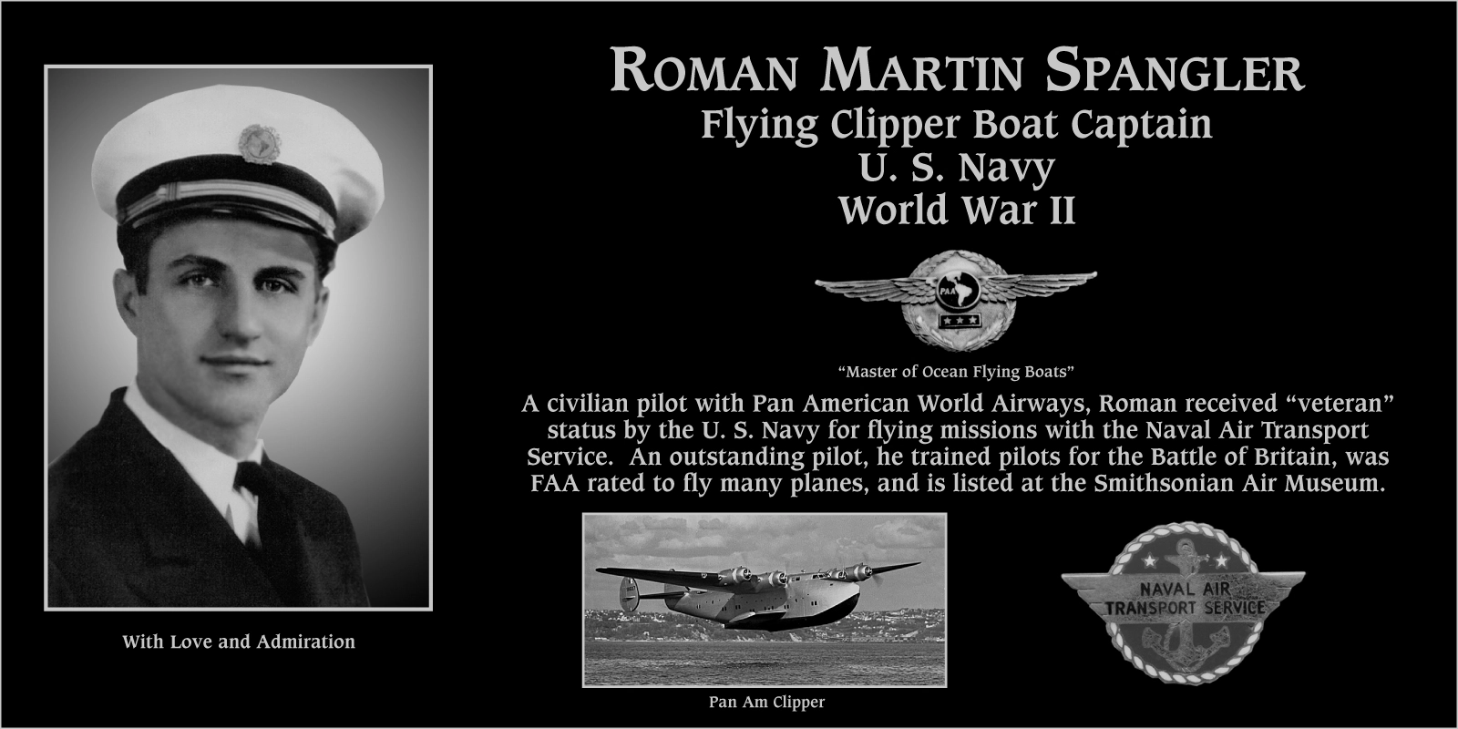 Captain Roman Martin Spangler | Mt. Soledad Virtual Plaque
