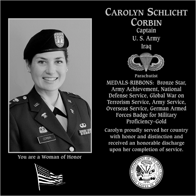 Captain Carolyn Schlicht Corbin | Mt. Soledad Virtual Plaque