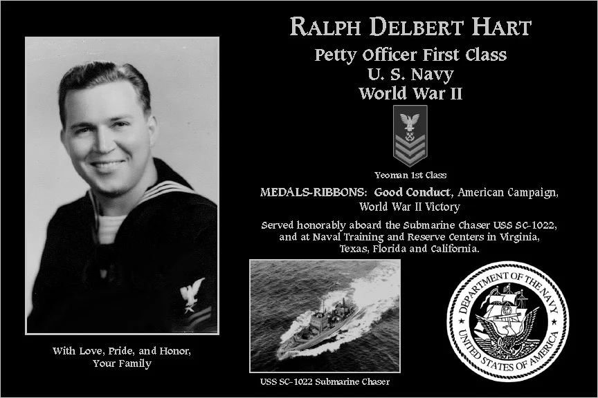 Petty Officer First Class Ralph Delbert Hart | Mt. Soledad Virtual Plaque