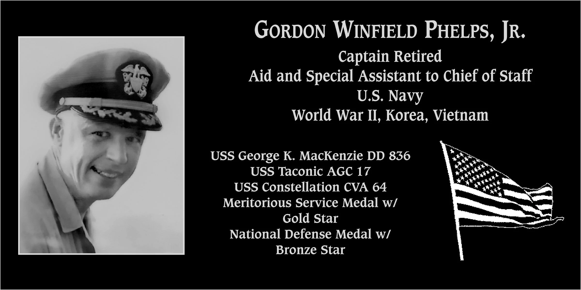 Captain Gordon Winfield Phelps, Jr. | Mt. Soledad Virtual Plaque