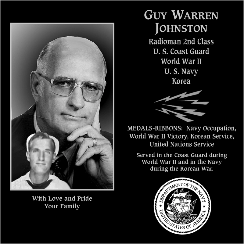 Petty Officer Second Class Guy Warren Johnston | Mt. Soledad Virtual Plaque