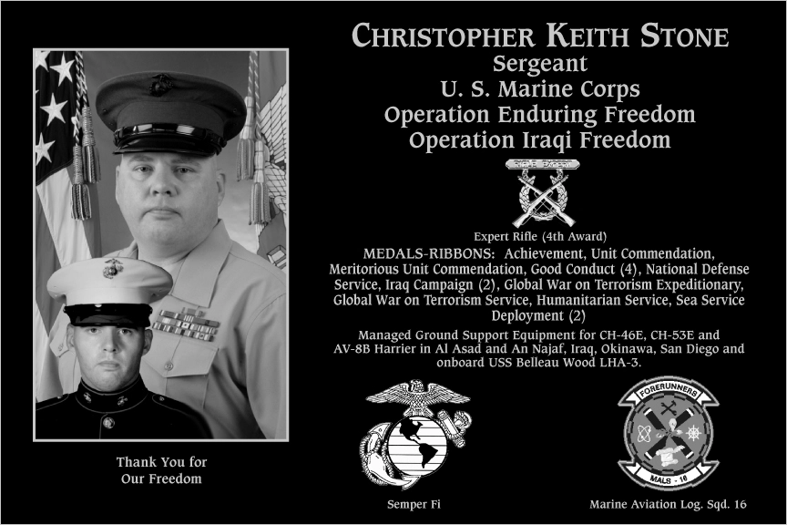 Sergeant Christopher Keith Stone | Mt. Soledad Virtual Plaque
