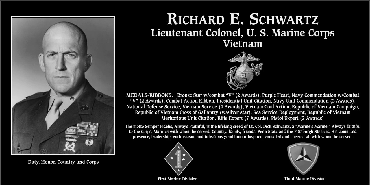 Lieutenant Colonel Richard E. Schwartz | Mt. Soledad Virtual Plaque