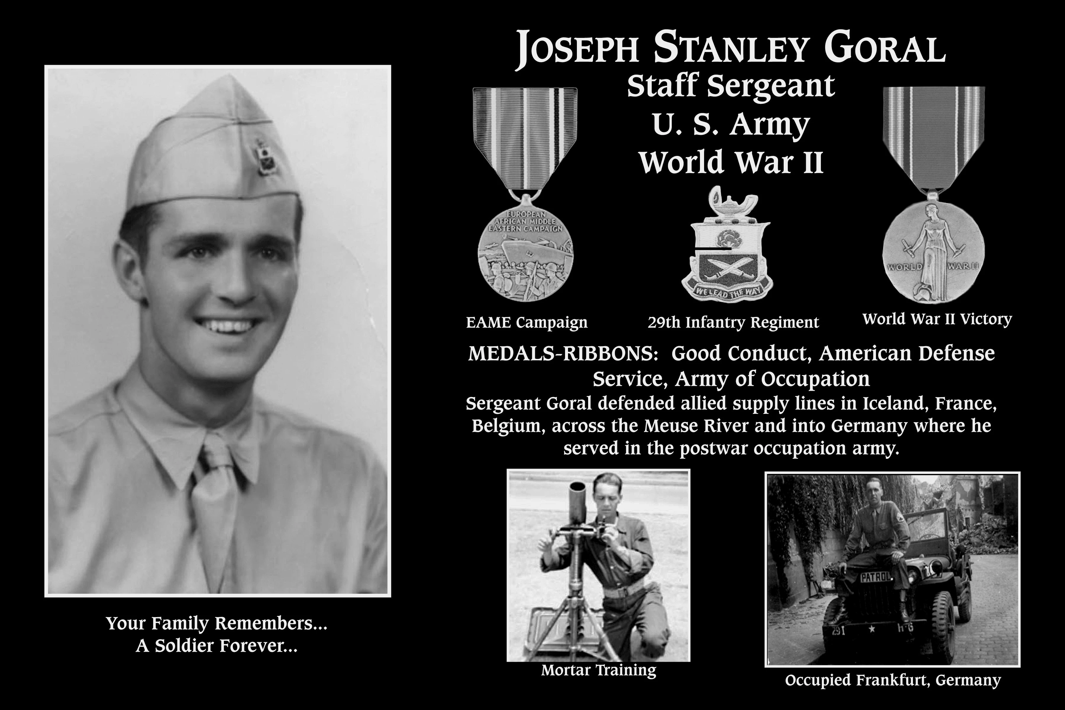 Staff Sergeant Joseph Stanley Goral | Mt. Soledad Virtual Plaque