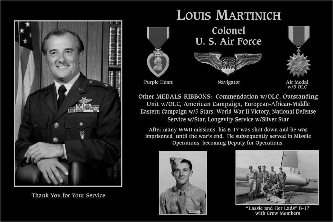 Colonel Louis Martinich | Mt. Soledad Virtual Plaque