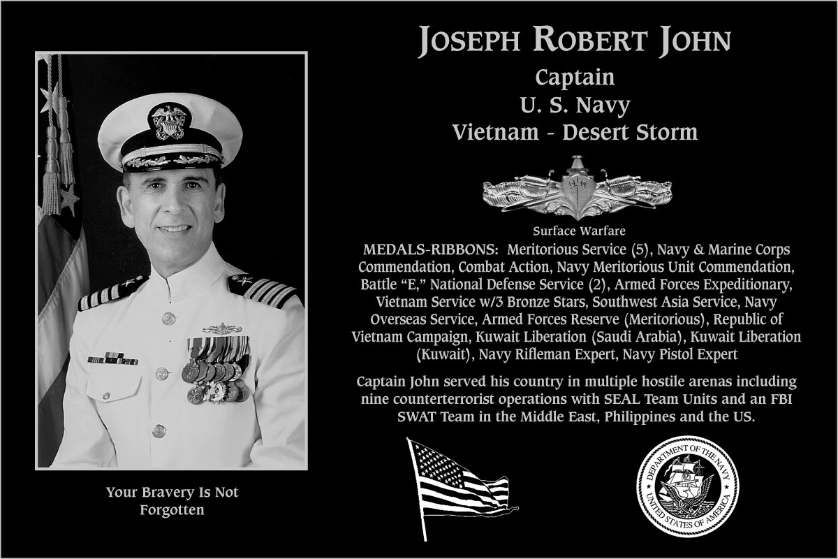 Captain Joseph Robert John | Mt. Soledad Virtual Plaque