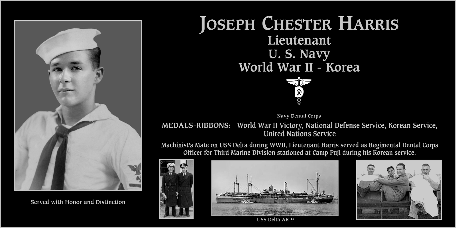 Lieutenant Joseph Chester Harris | Mt. Soledad Virtual Plaque