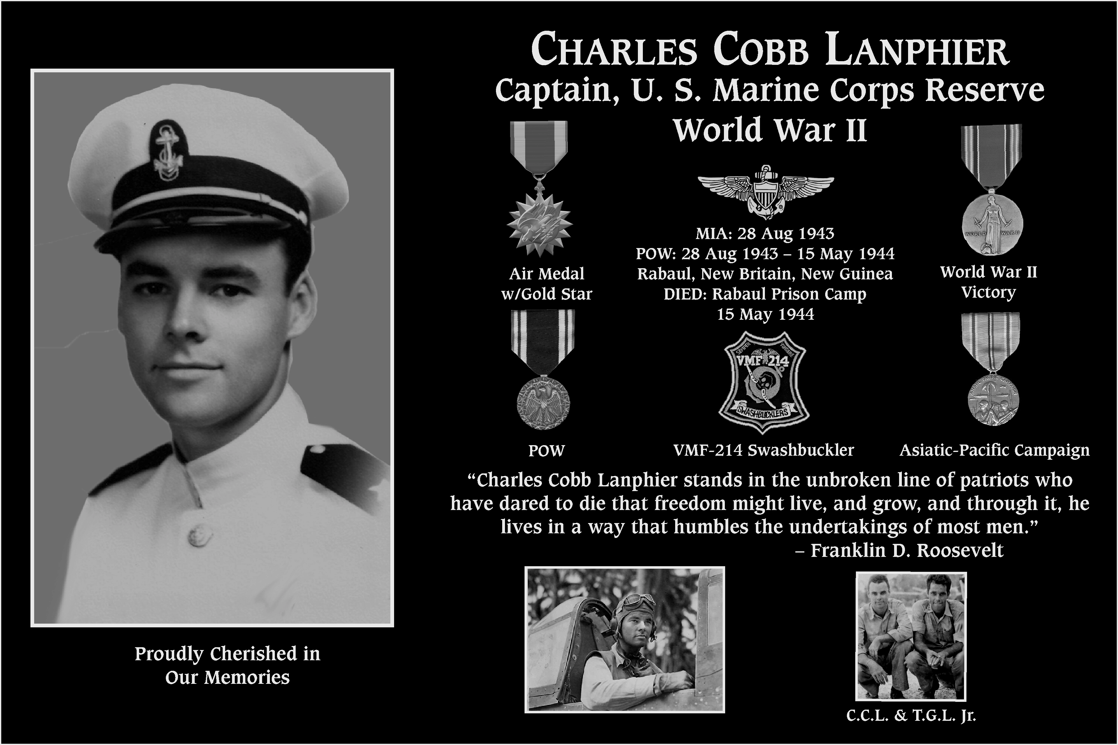 Captain Charles Cobb Lanphier | Mt. Soledad Virtual Plaque