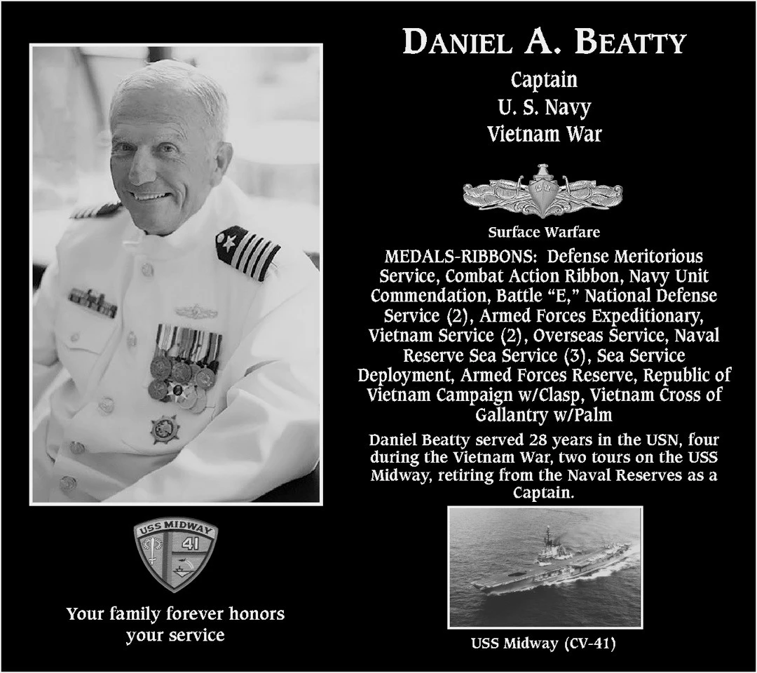 Captain Daniel A. Beatty | Mt. Soledad Virtual Plaque