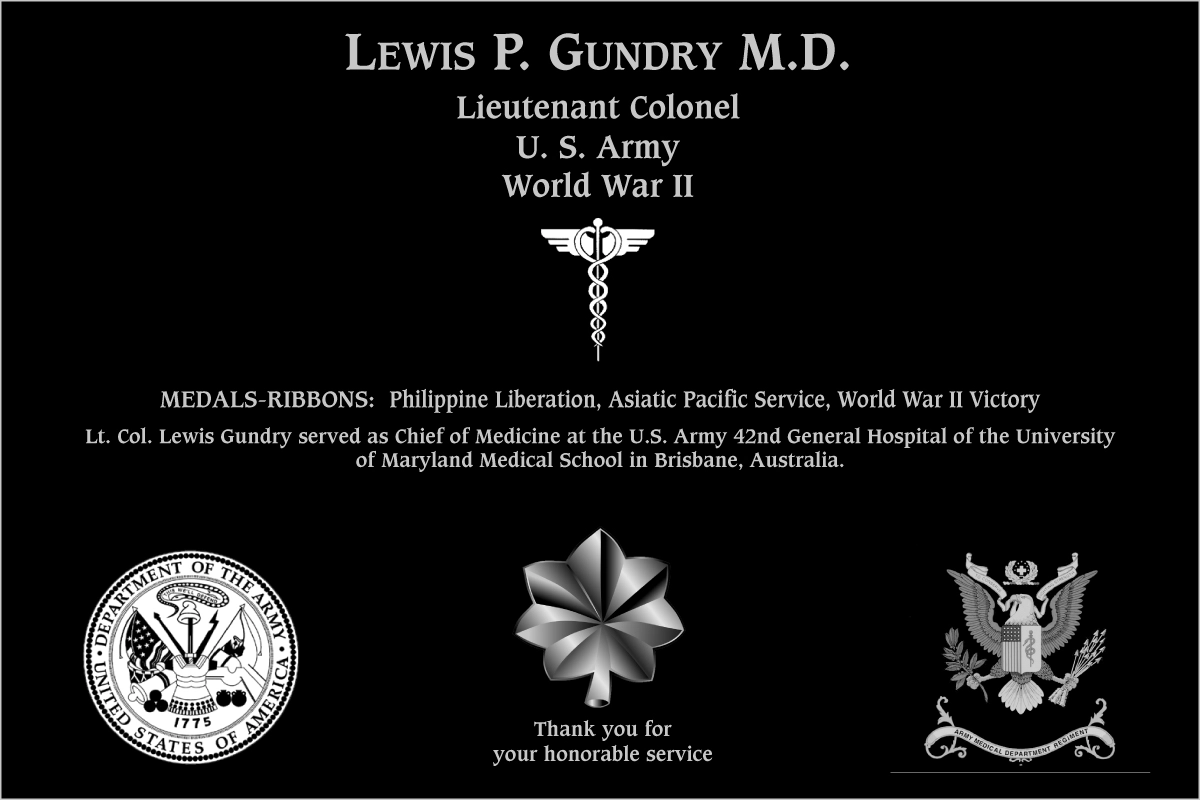 Lieutenant Colonel Lewis P. Gundry | Mt. Soledad Virtual Plaque